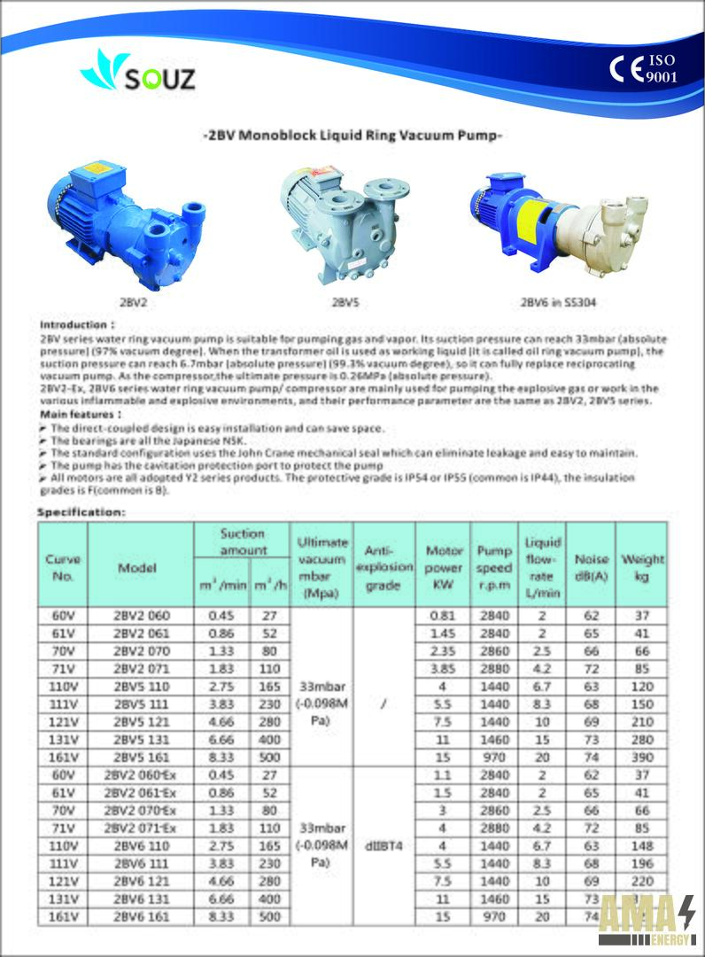 Liquid packed ring vacuum pump VVN model (2BV) | AmasEnergy